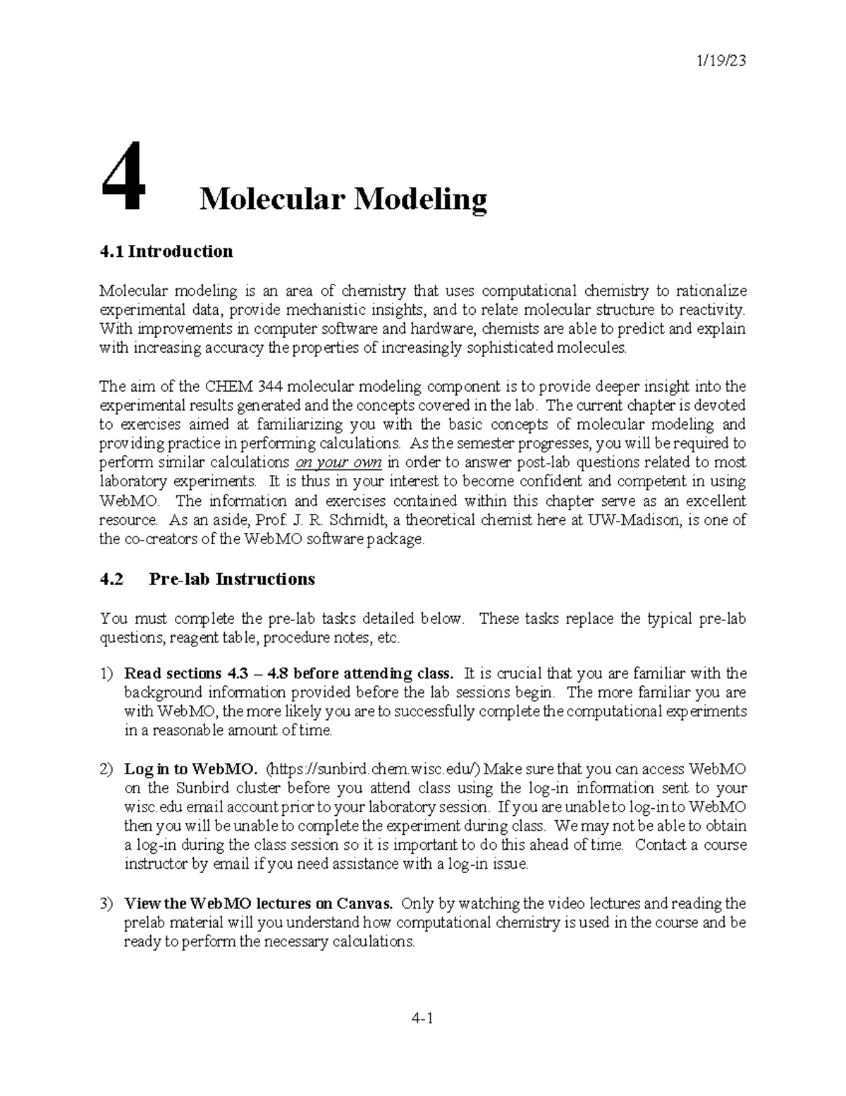 04. Chapter 04 Molecular Modeling - 4 Molecular Modeling 4 Introduction ...