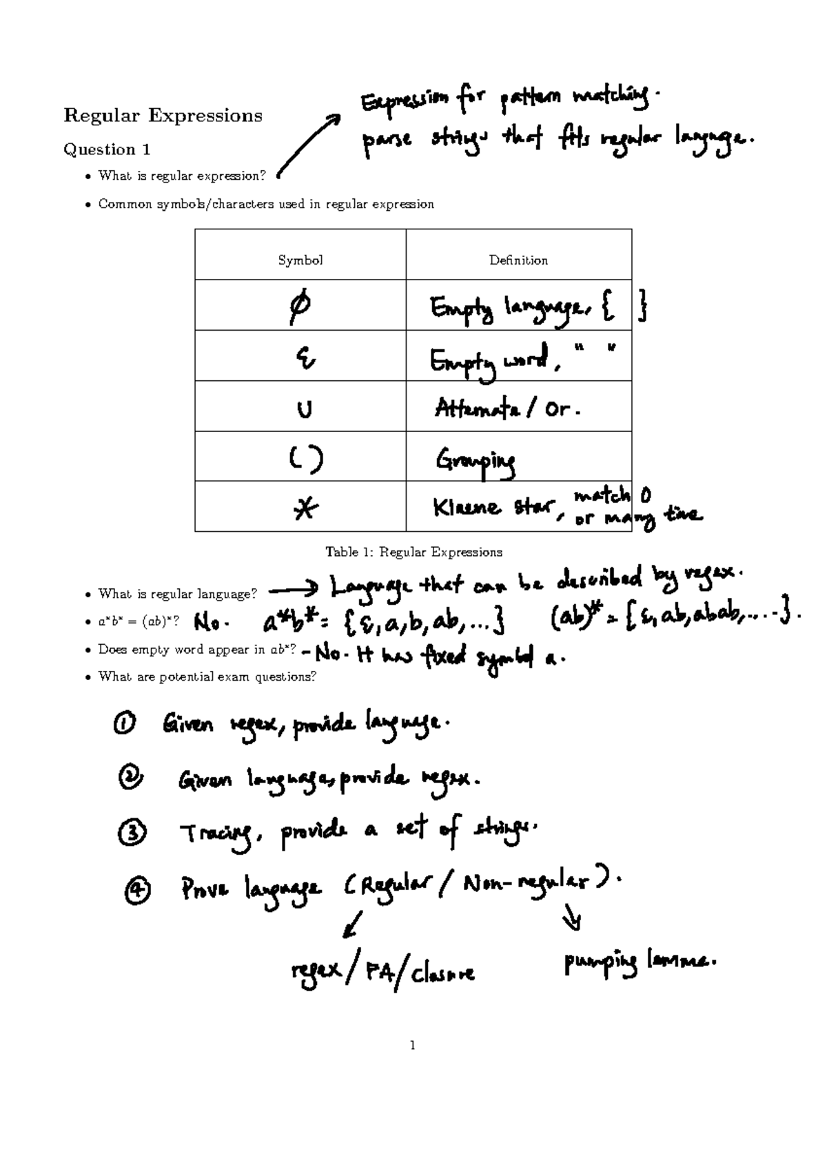 FIT2014 W4 Summary - Regular Expressions Question 1 What is regular ...