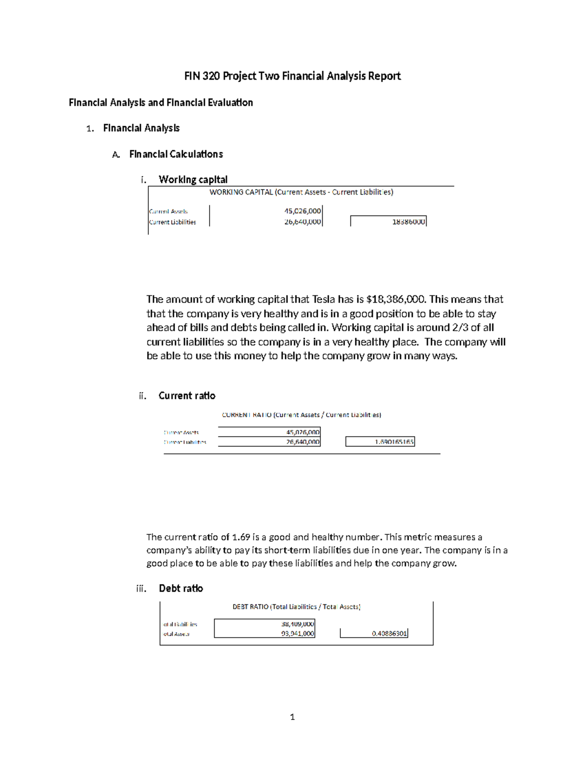 FIN 320 Project Two Financial Analysis Report - Financial Analysis A ...