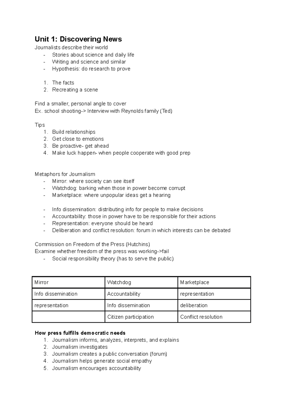 Unit 1 Discovering News - Unit 1: Discovering News Journalists describe ...