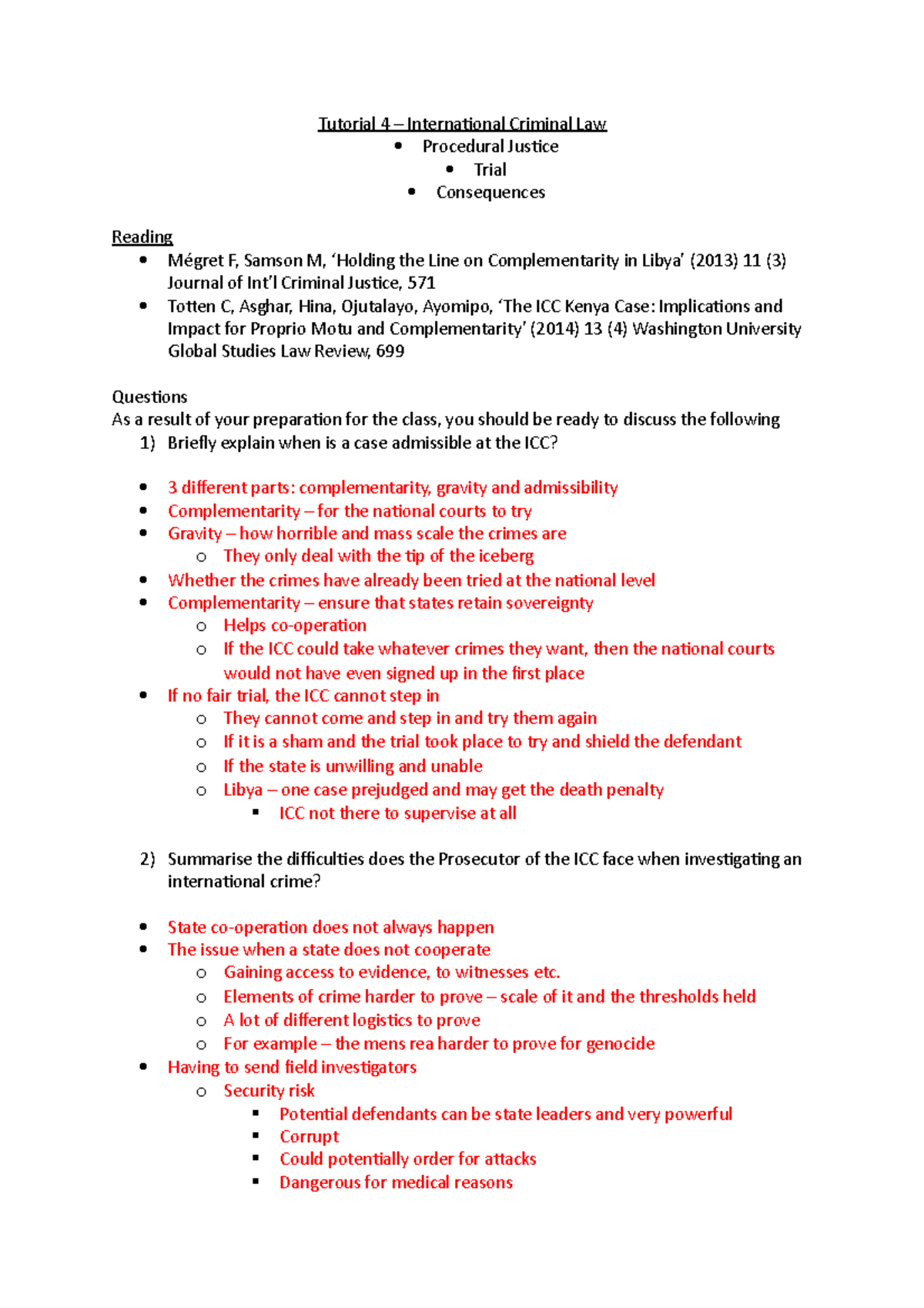 Tutorial 4 Activity - Tutorial 4 – International Criminal Law ...