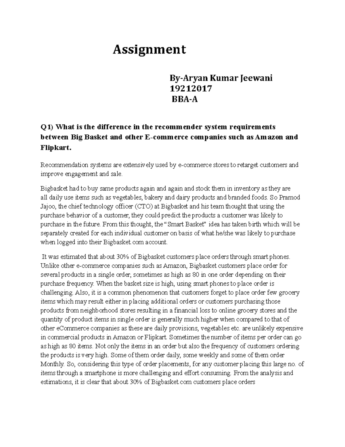 CIA AND ASYNCHRONOUS ASSIGNMENTS - Assignment By-Aryan Kumar Jeewani 19212017 BBA-A Q1) What is ...