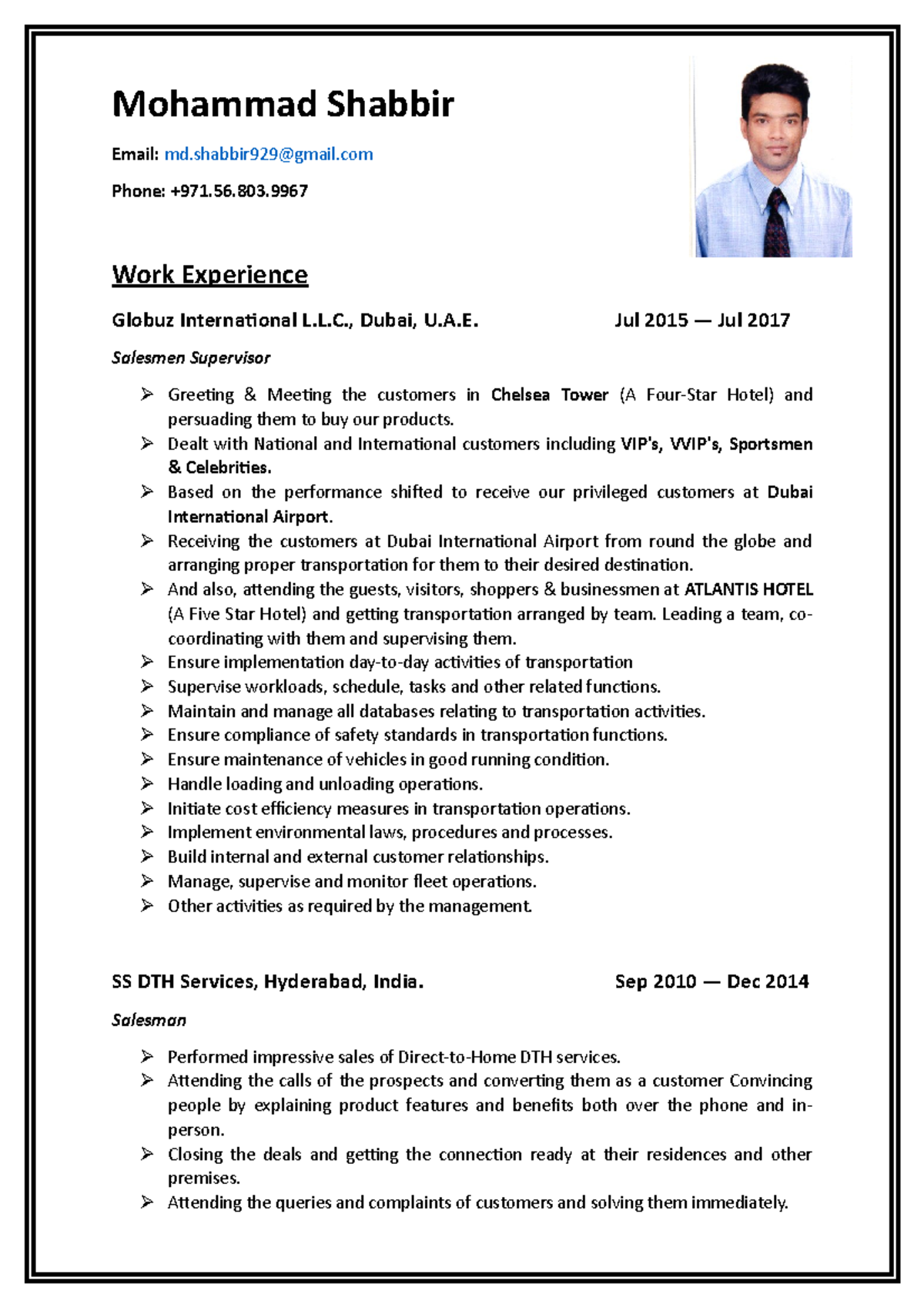 Shabbir CV - KRKWKRHWKTHWRKTHKTHWKTHWK - Mohammad Shabbir Email: md ...