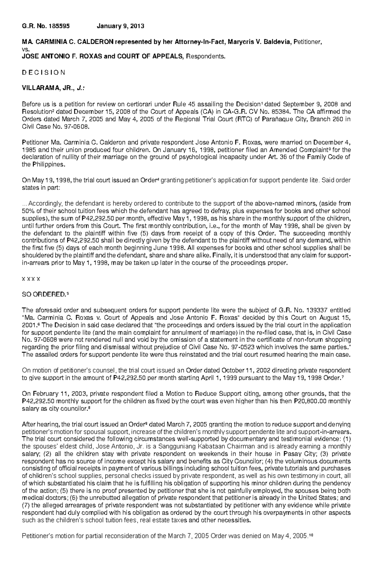 80 Calderon v Roxas - PFR Case - G. No. 185595 January 9, 2013 MA ...