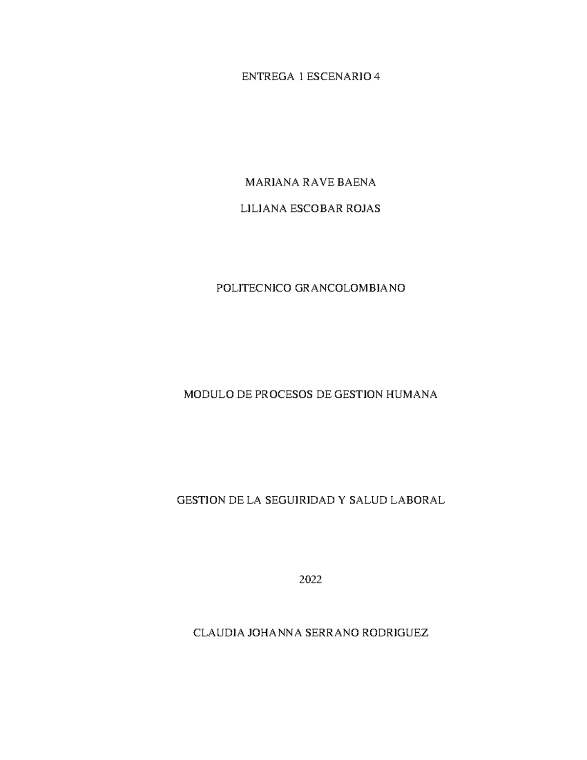Entrega 1 Gestion de talento humano - ENTREGA 1 ESCENARIO 4 MARIANA ...