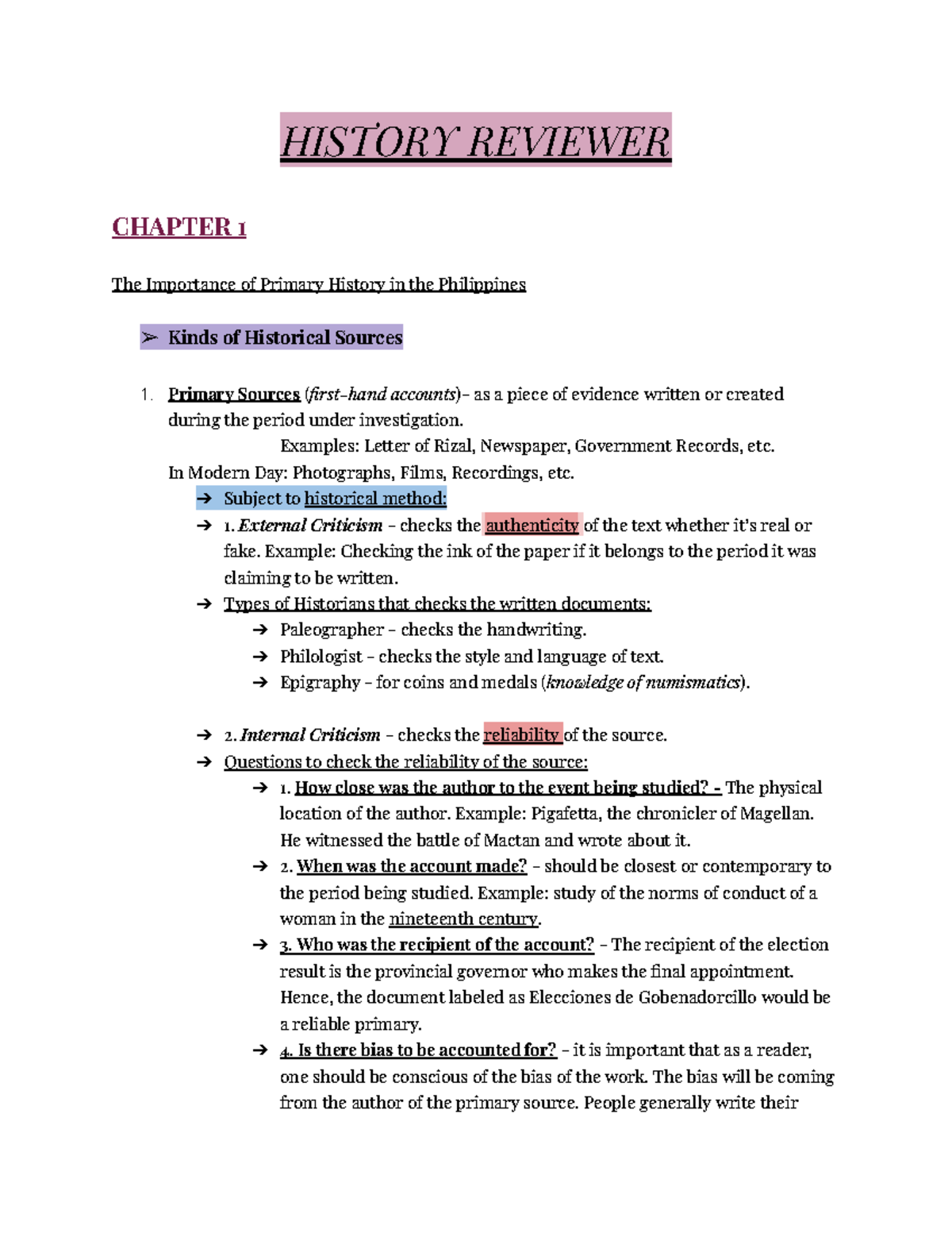 History Midterms - Summary of Chapter 1 to Chapter 5 - HISTORY REVIEWER ...