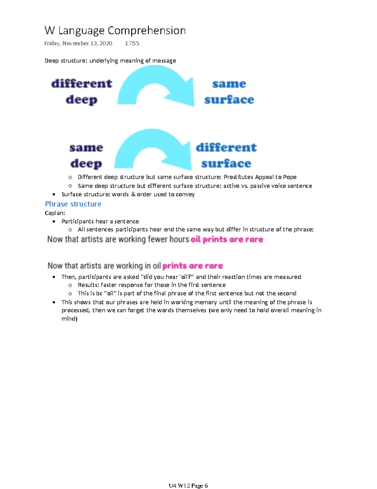 Unit 4 Language Comprehension - Deep structure: underlying meaning of ...