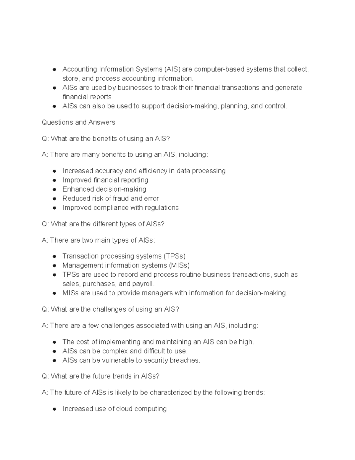 Lecture 1 Introduction to Accounting Information Systems - Accounting Information Systems (AIS ...