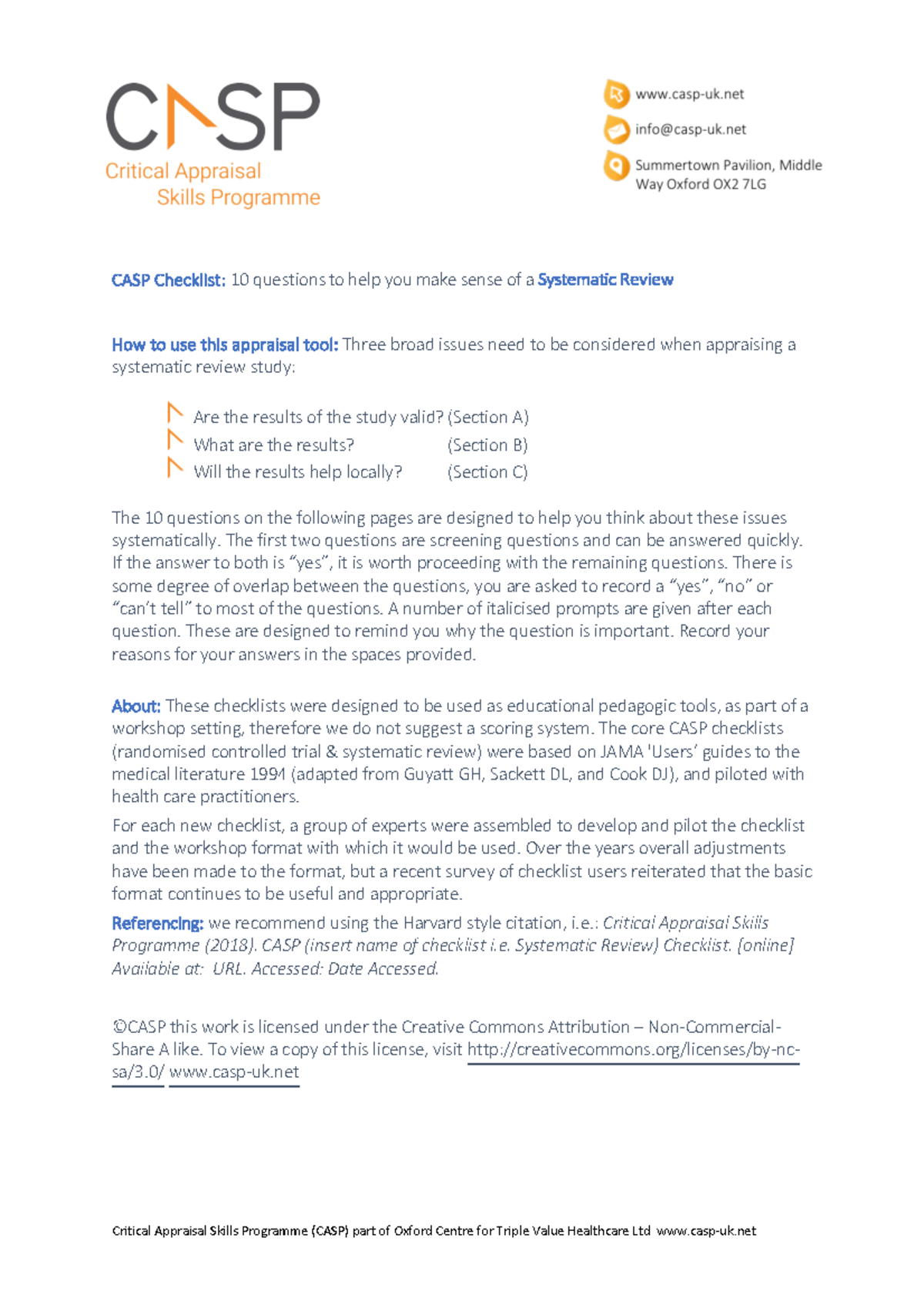 Maternal postions in labour - CASP Checklist: 10 questions to help you ...