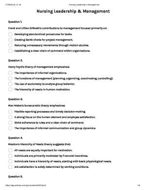 Leadership AND Management WEEK 1 5 - NCMB 419: Nursing Leadership and ...