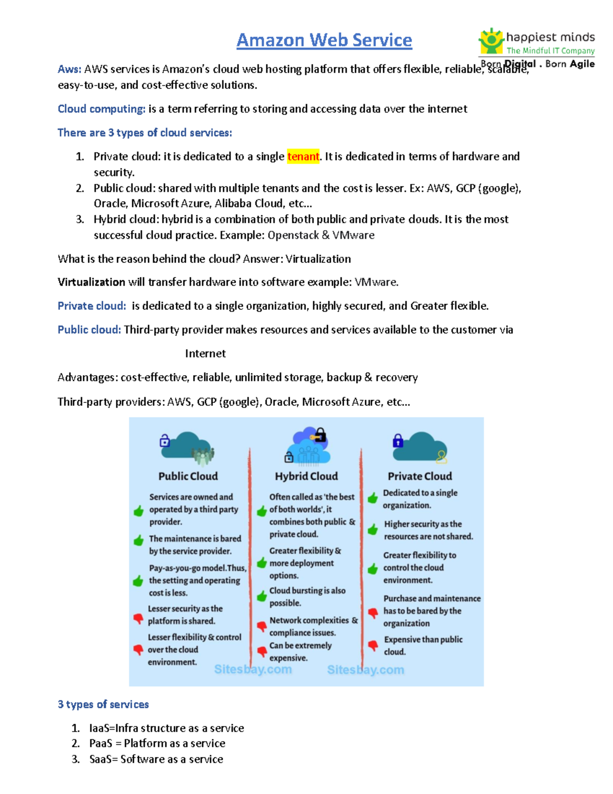 Introduction on aws - aws intro - Amazon Web Service Aws: AWS services is Amazon’s cloud web ...