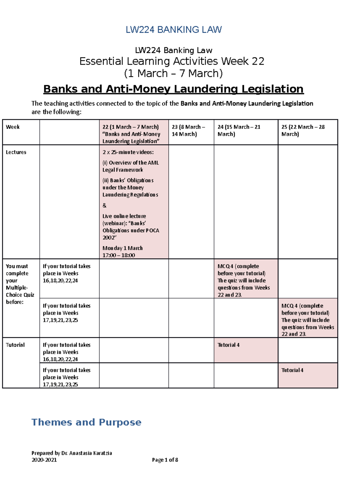 LW224 Essential Learning Activities - AML Week 22 - LW224 Banking Law ...