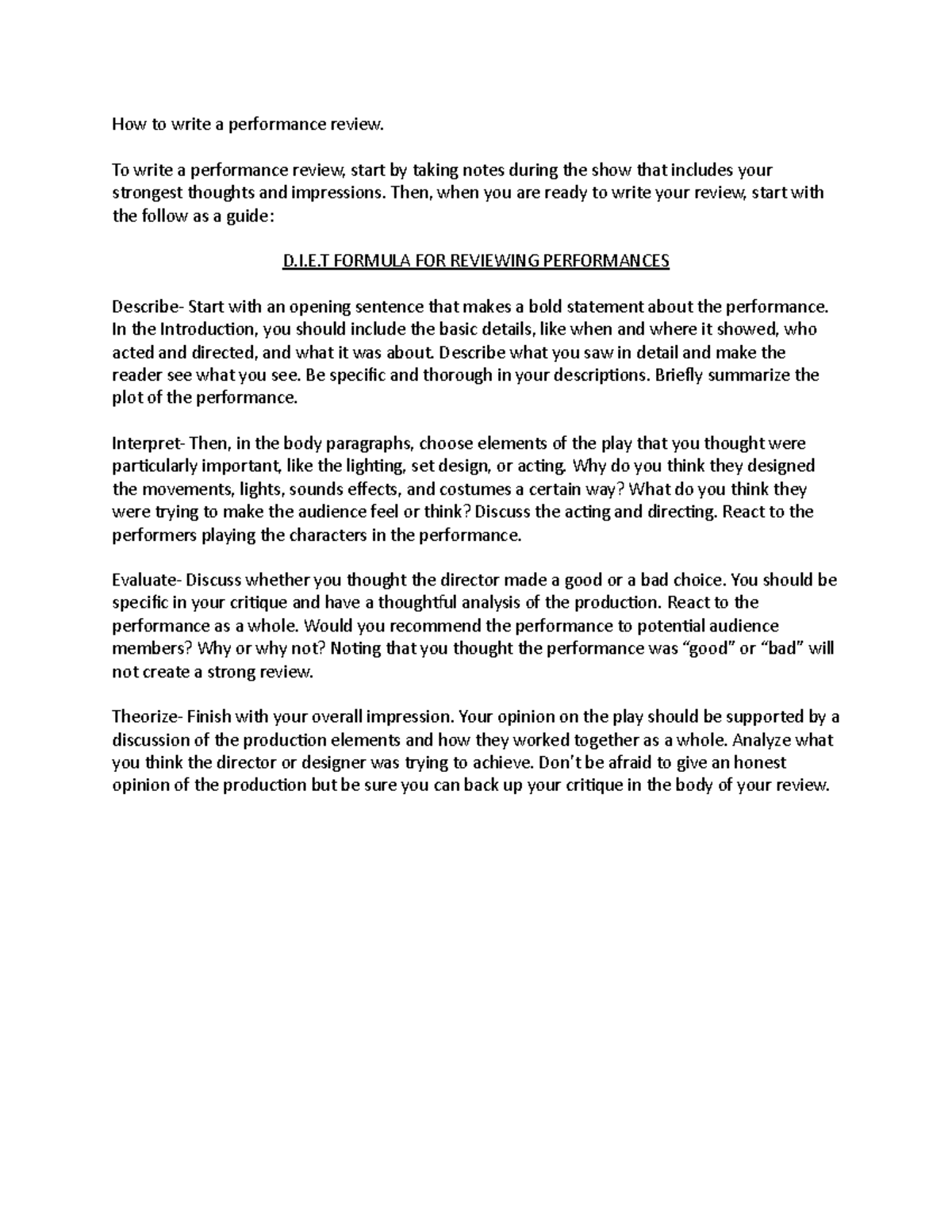 Writing a performance review using D.I.E.T formula - How to write a ...