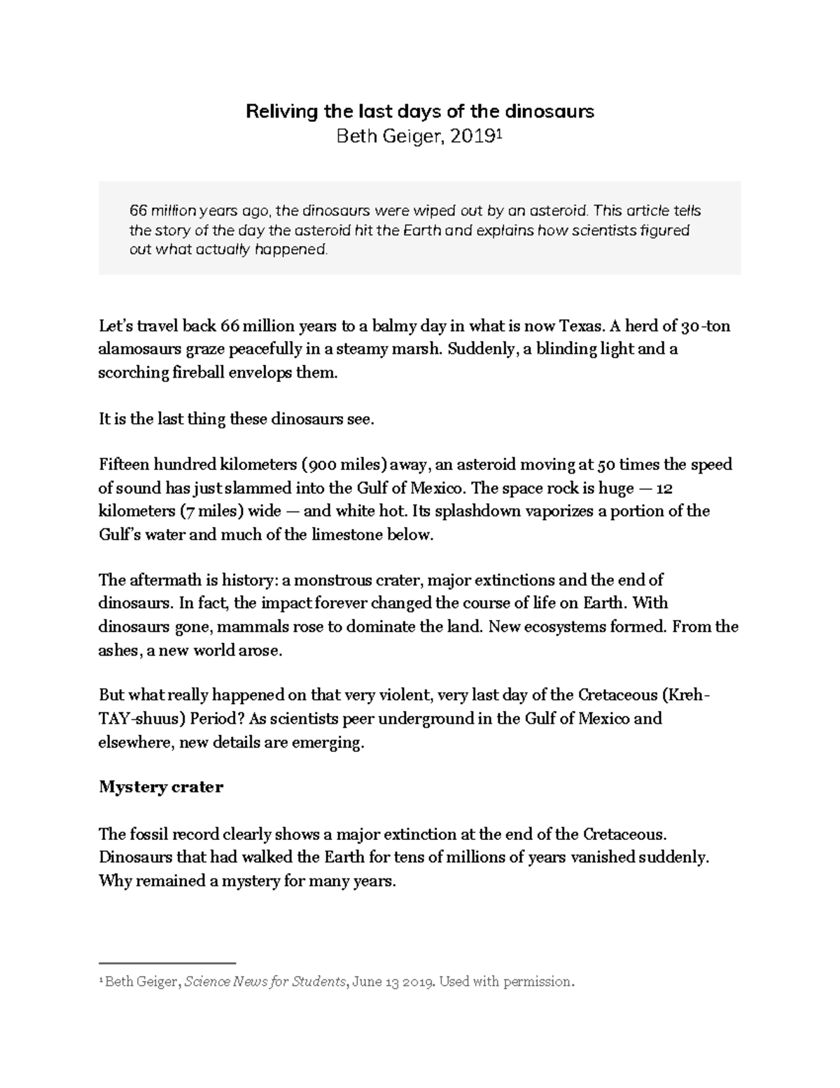 Geiger+-+Reliving+the+last+days+of+the+dinosaurs - Reliving the last ...