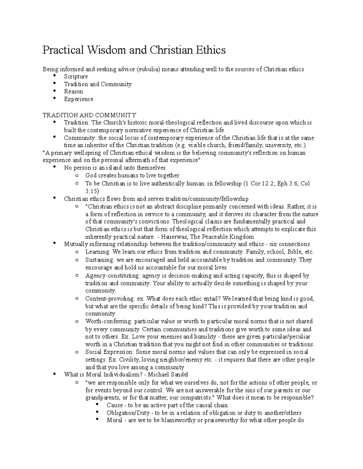 Practical Wisdom and Christian Ethics - visible church, friend/family ...