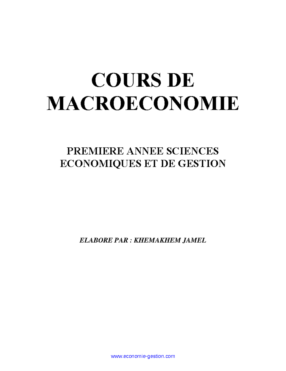 Cours Complet Macroeconomie S2-www - COURS DE MACROECONOMIE PREMIERE ANNEE SCIENCES ECONOMIQUES ...