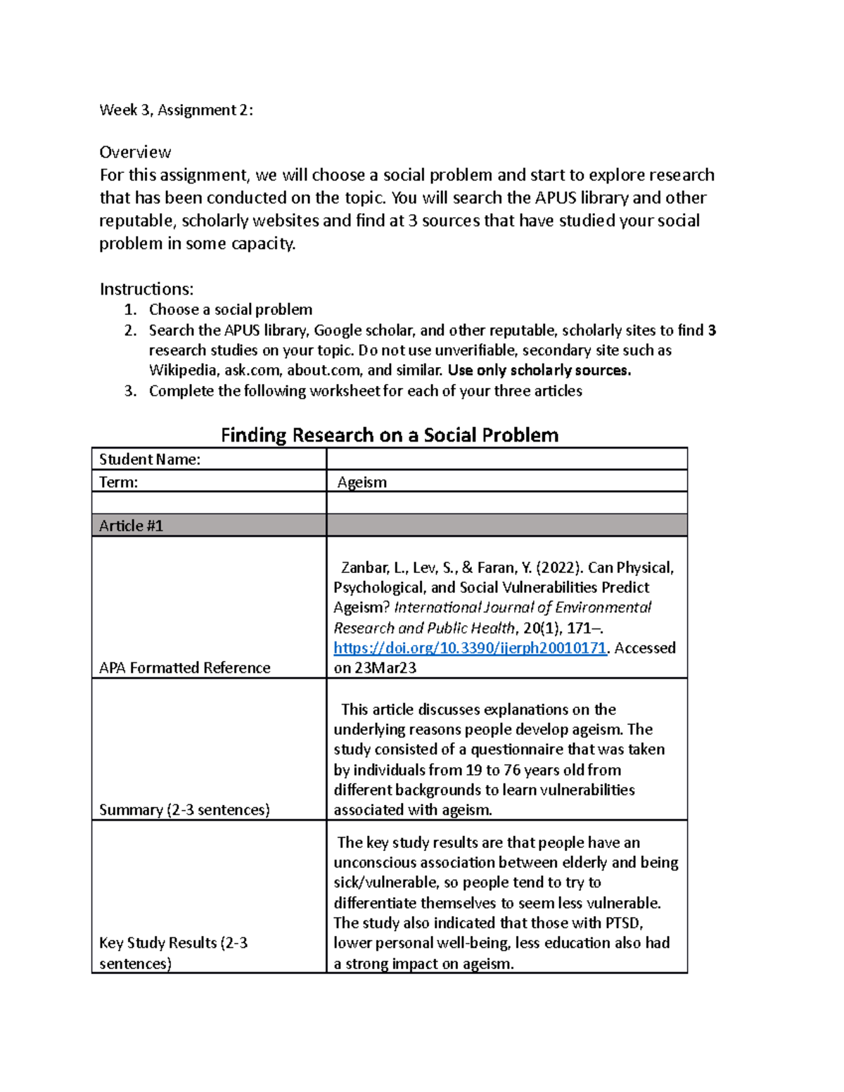 Assignment 2 Week 3 Finding Sources Week 3 Assignment 2 Overview For This Assignment We