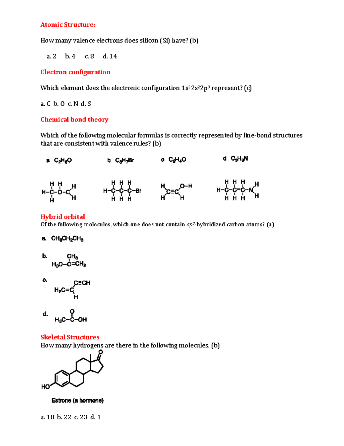 Problems for homework (chapter 1-10) answer - Atomic Structure: How ...