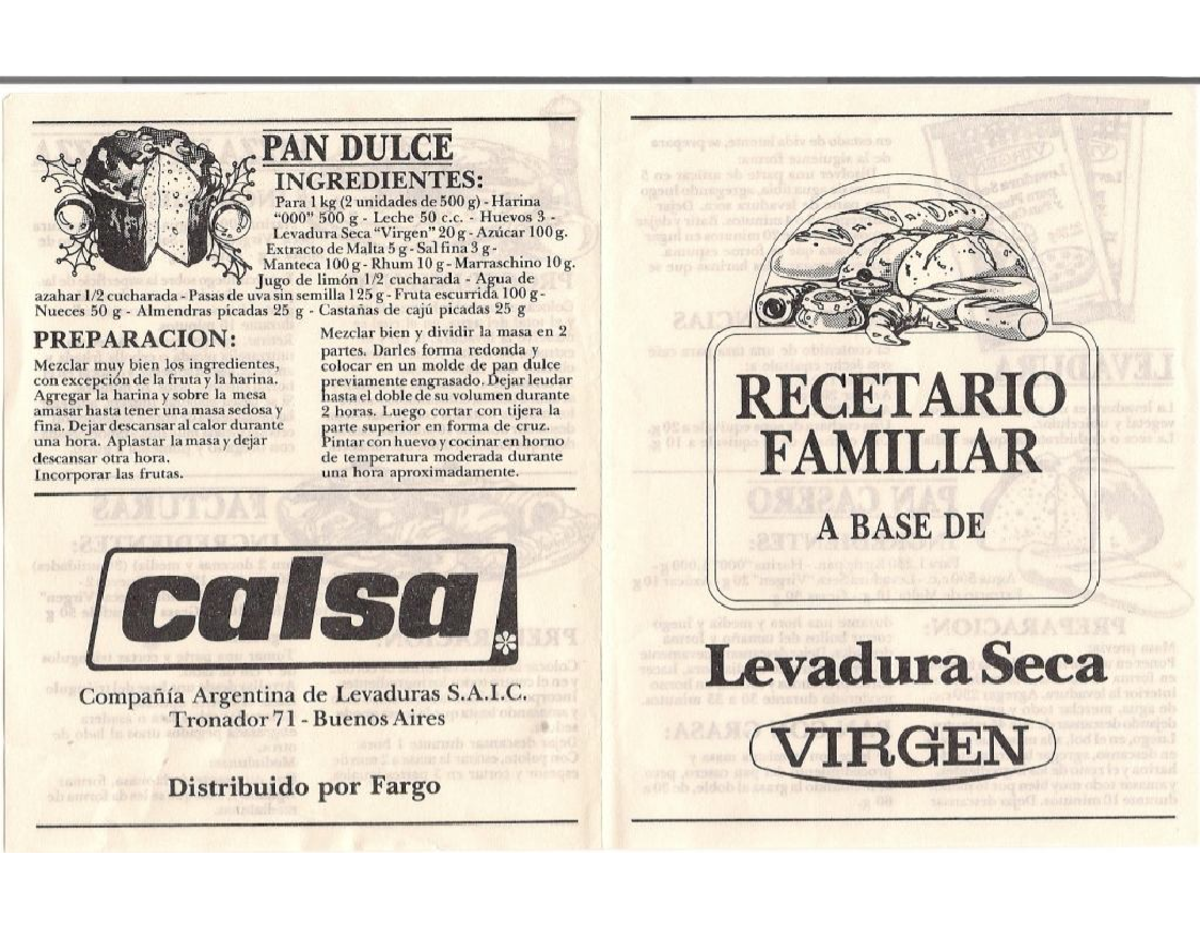 Recetario Familiar - Panadería Argentina - Calsa - Biología Celular y ...