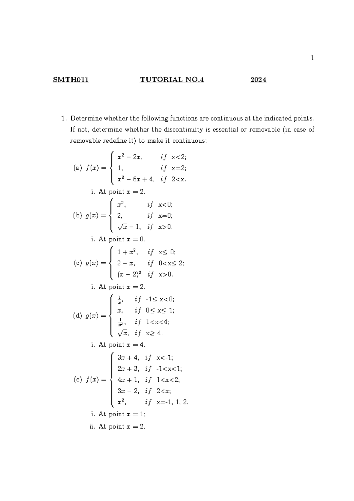 Tutorial 4 2024 Smth011 Tutorial No 2024 Determine Whether The