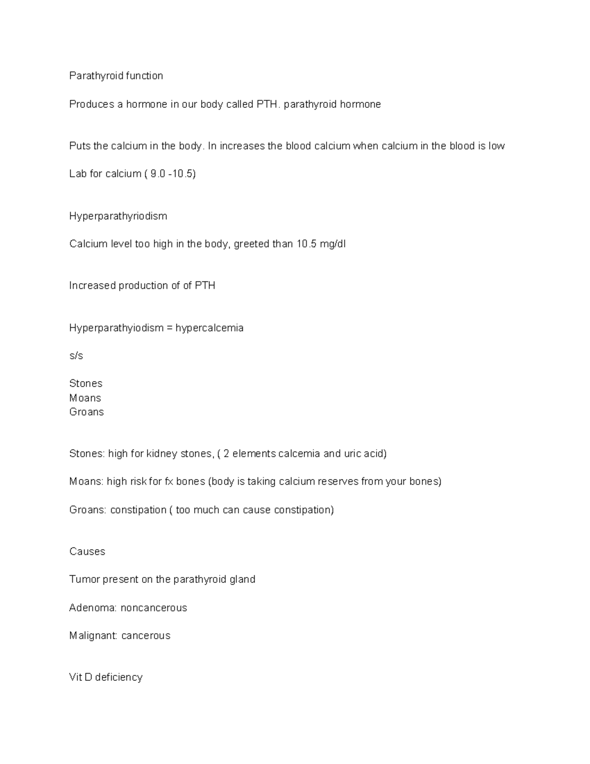 Parathyroid function - Parathyroid function Produces a hormone in our ...