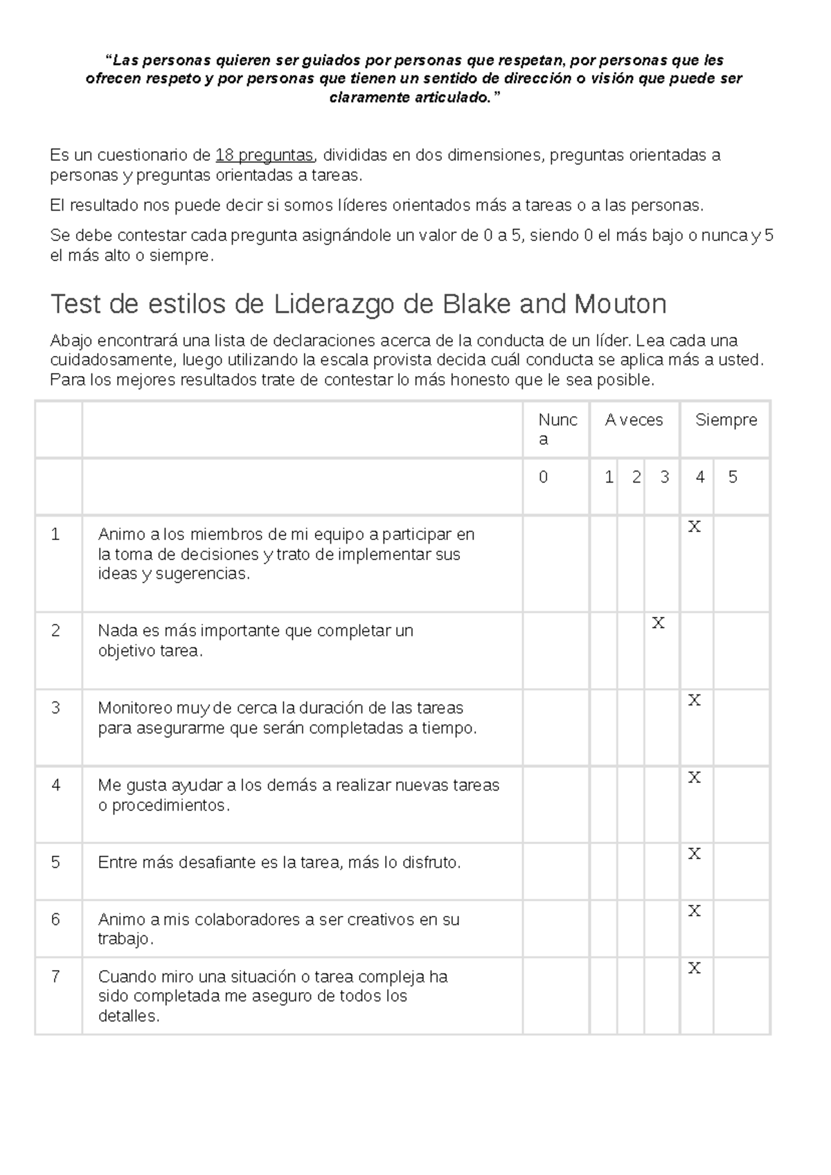 955-Test - Liderazgo - Blake and Mouton - “Las personas quieren ser ...