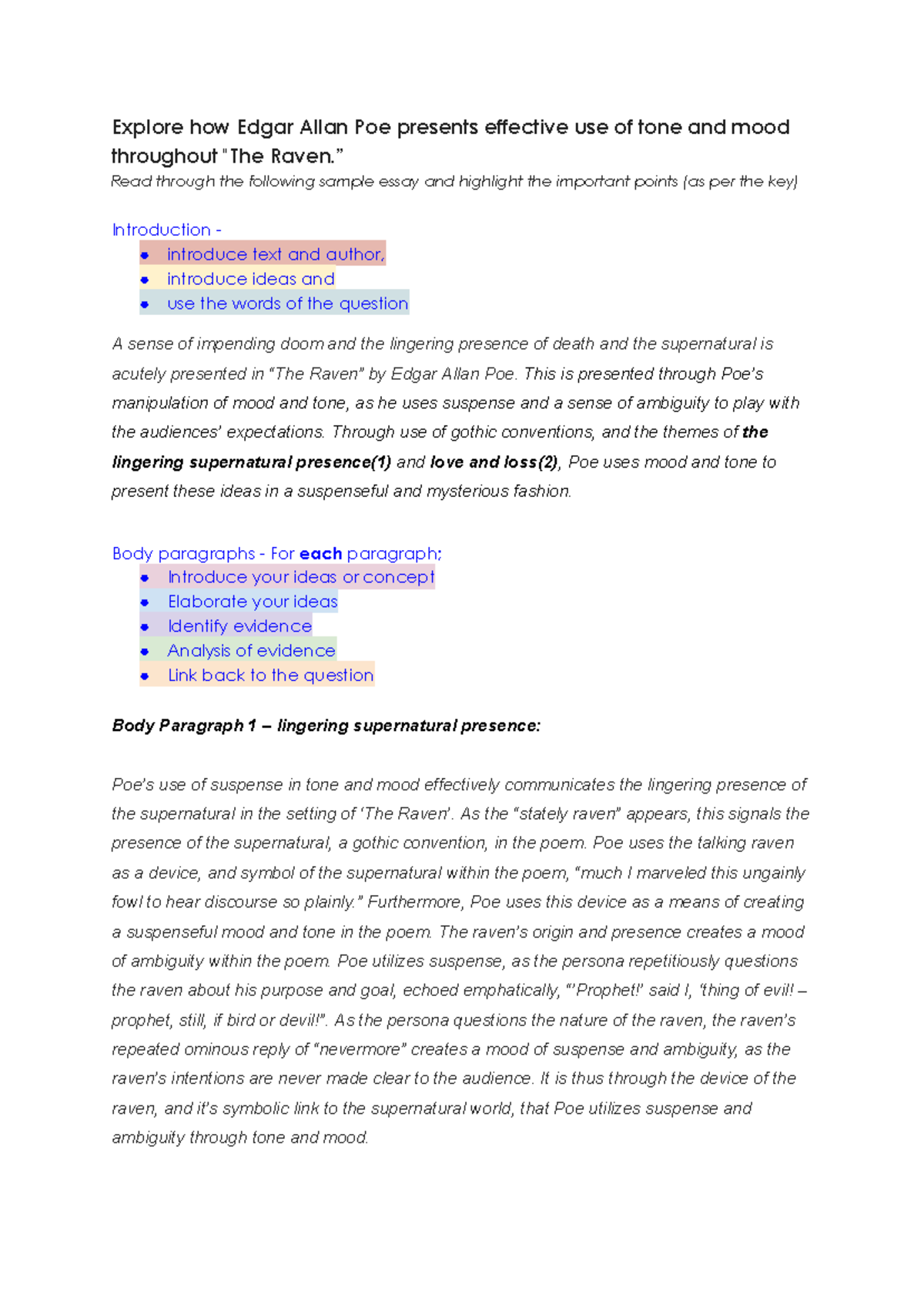 Gothic - Poe - Sample Essay - Explore how Edgar Allan Poe presents ...