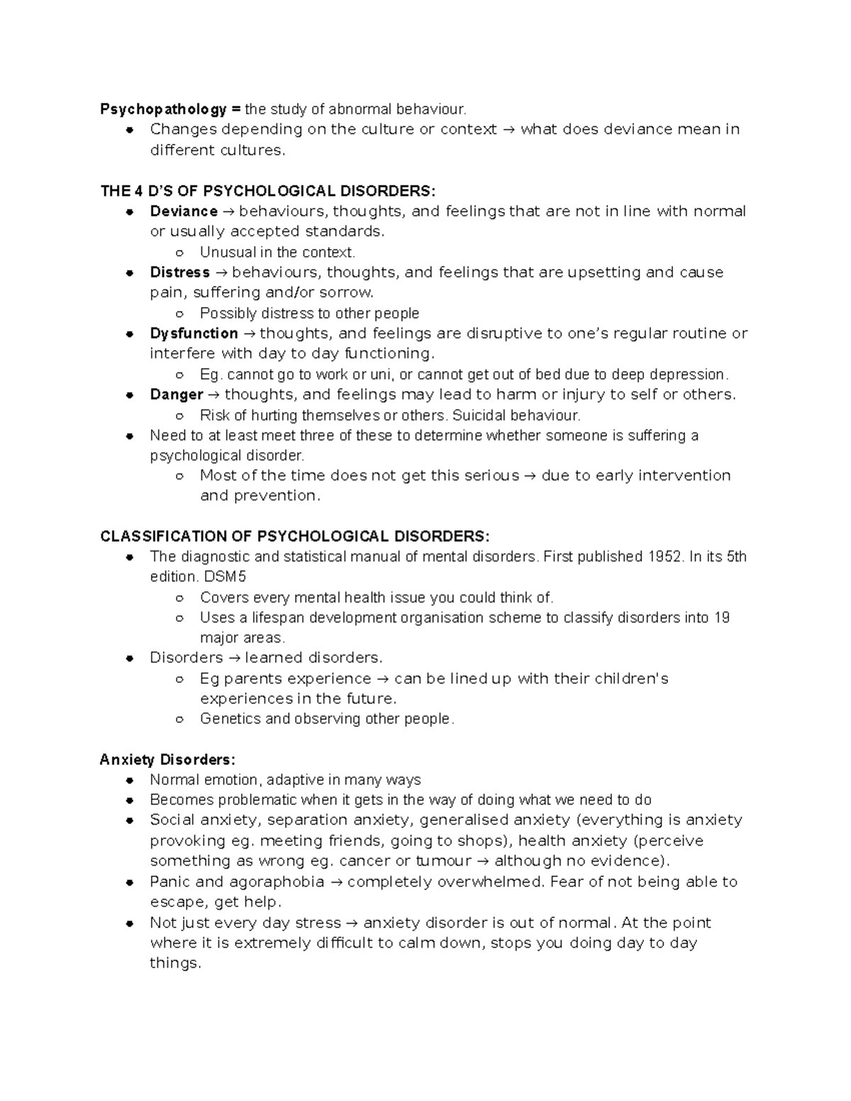 Psychological disorders w10 - Psychopathology = the study of abnormal ...
