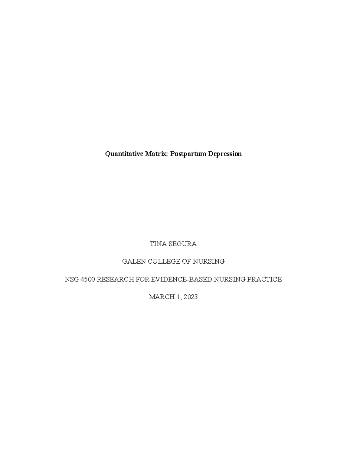 Quantitative matrix - K., Muwanguzi, P., Olwit, C., Osingada, C. P ...