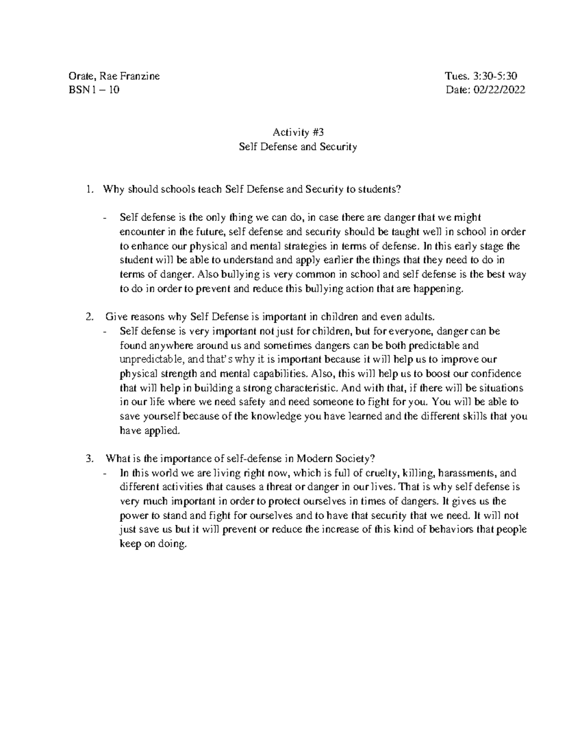 Rae Franzine Orate - Activity #3 - Orate, Rae Franzine Tues. 3:30-5 ...