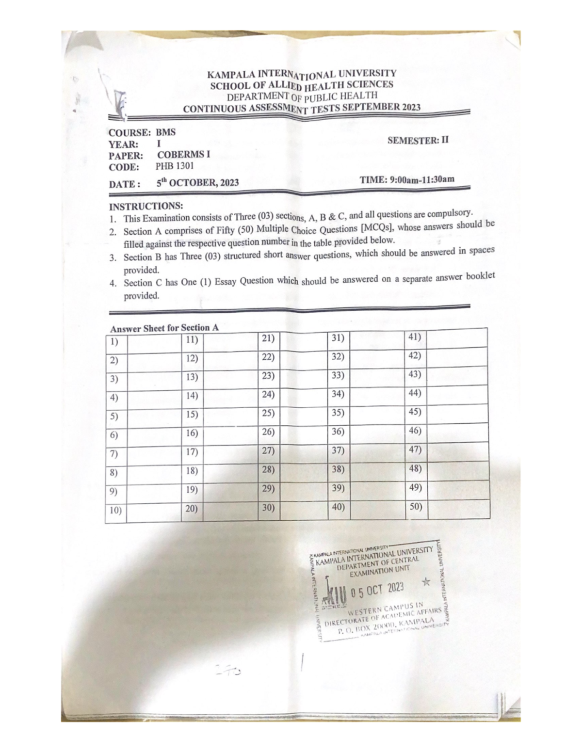 Coberm Cat 2023 - Physiology practice material - Bachelors of Medicine ...