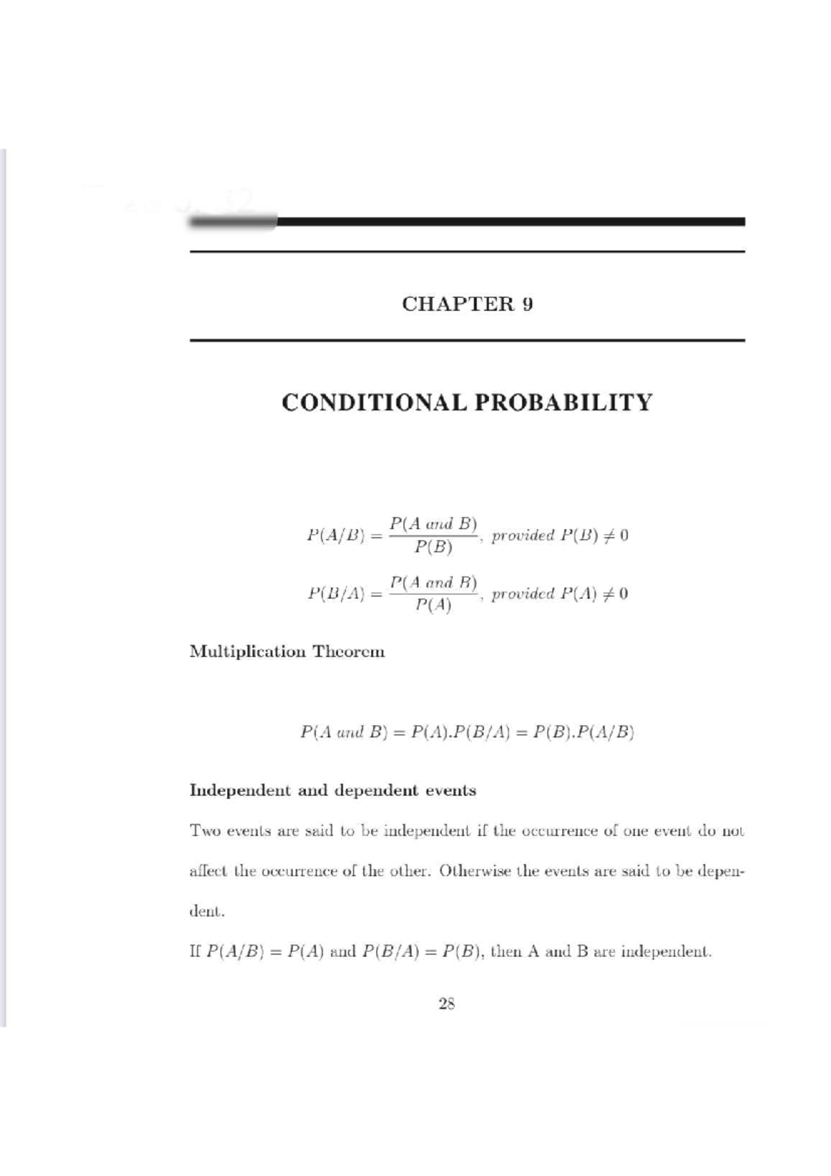 CONDITIONAL PROBABILITY - Statistics - Studocu