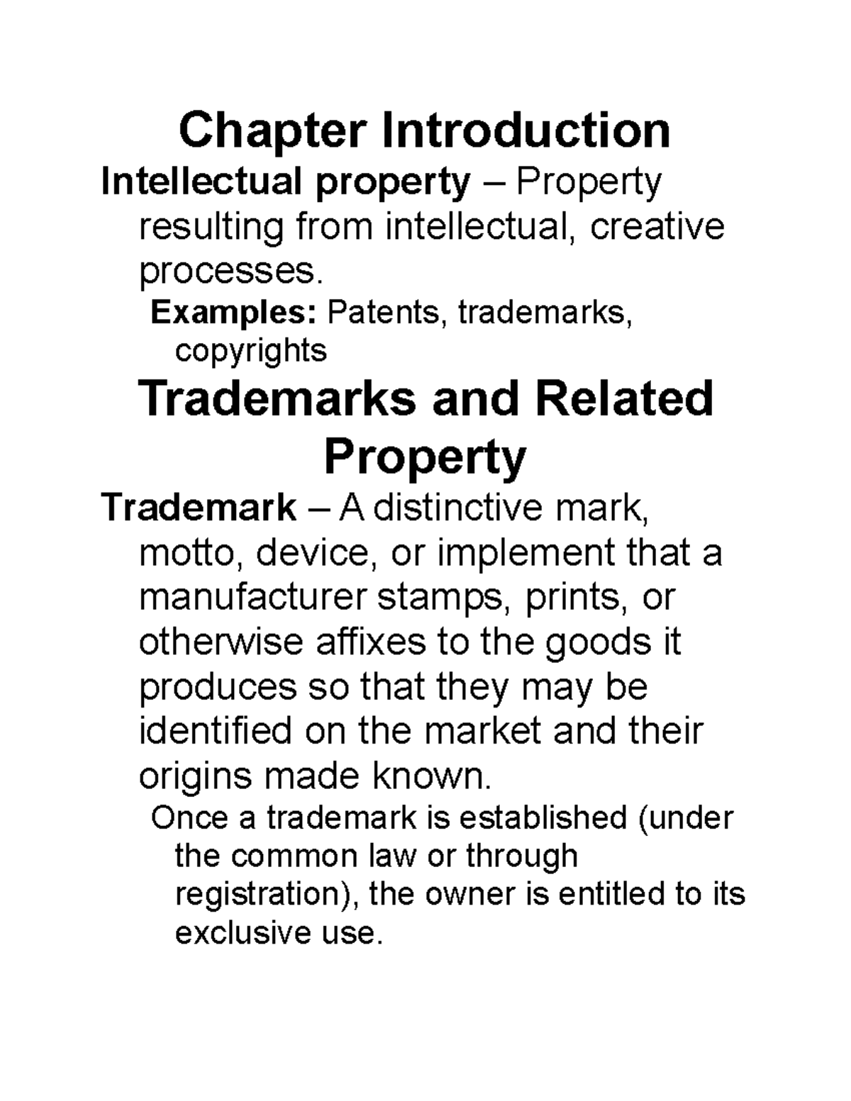 Chapter Introduction - Mrs. Michele Nigliazzo - Chapter Introduction Intellectual property ...