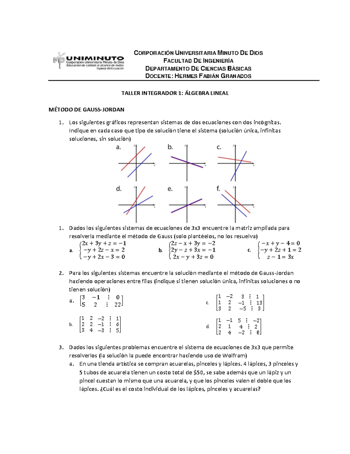 Taller Integrador 1 álgebra - CORPORACIÓN UNIVERSITARIA MINUTO DE DIOS ...