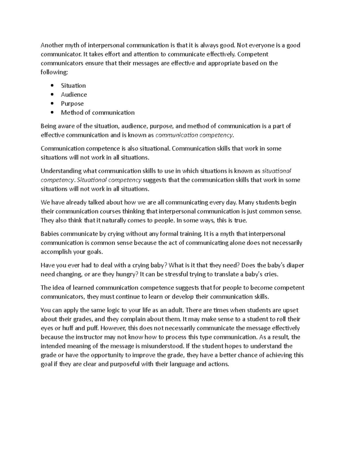 The Myths of Communication - Another myth of interpersonal ...