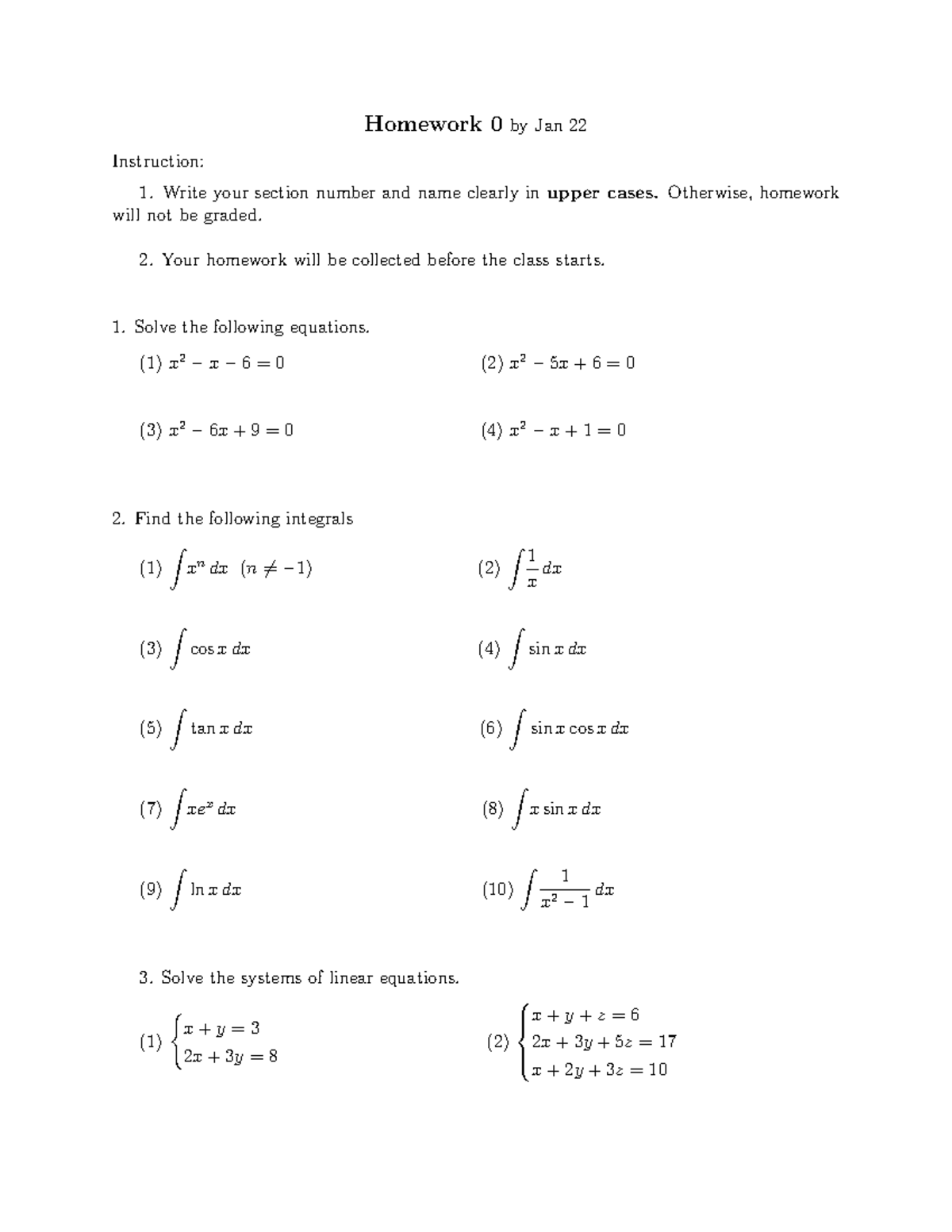 MEEN 308 DIFFERENTIAL EQUATION Home Work 0 - Homework 0by Jan 22 ...