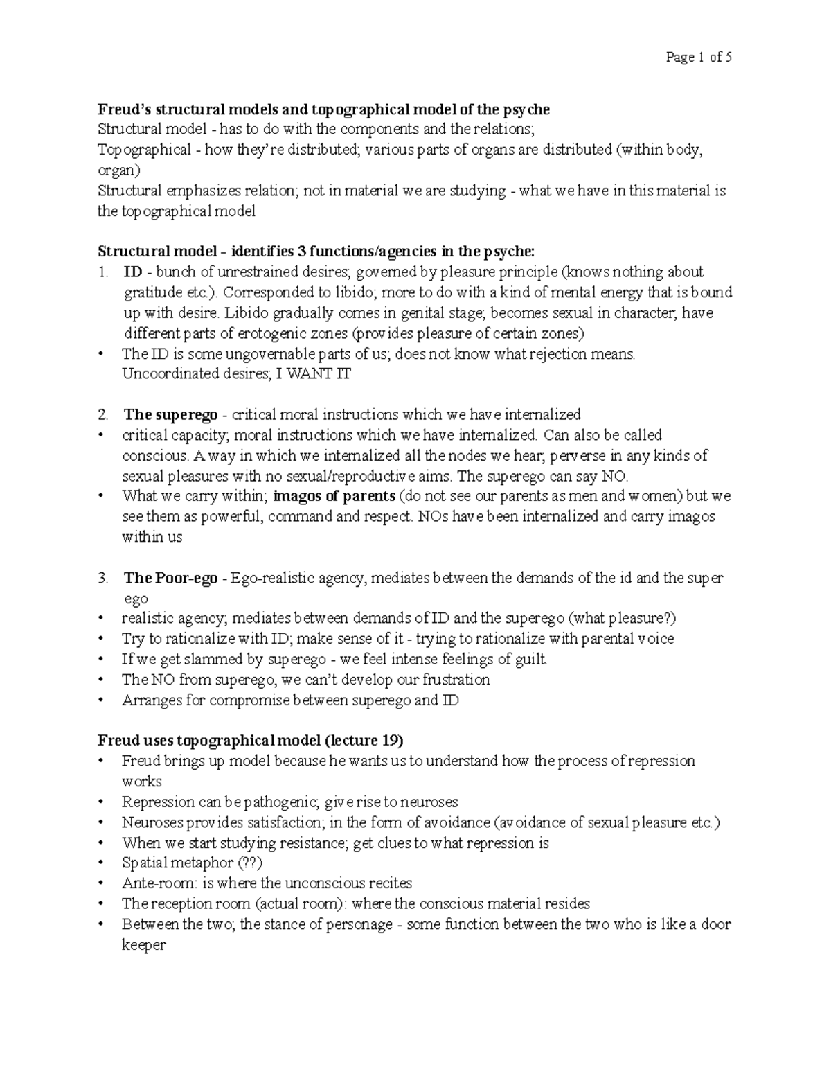 Lecture Eight - FEB 3, 2021 - Freud’s structural models and ...