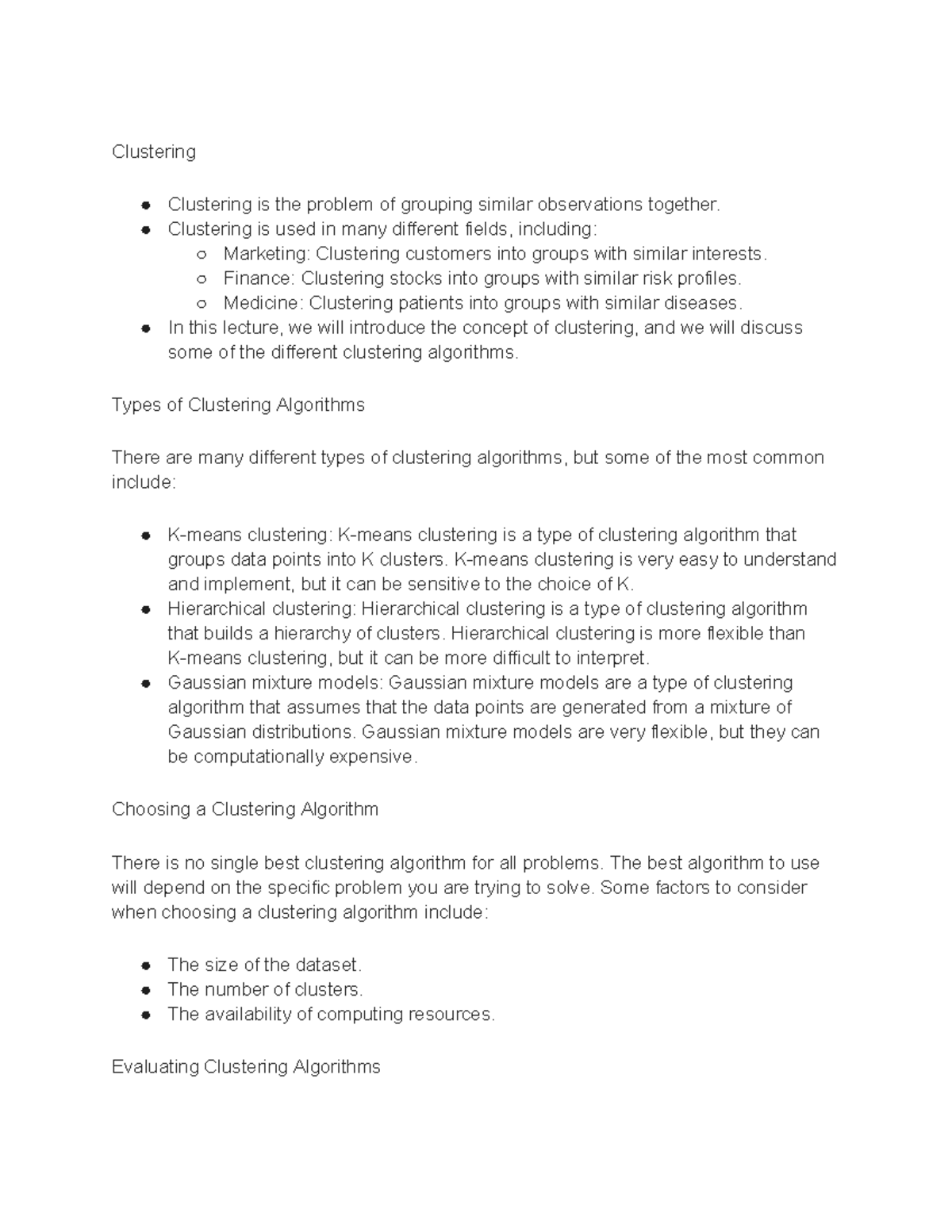 Lecture Note For Stat 351 Lecture 10 Clustering Clustering Is The