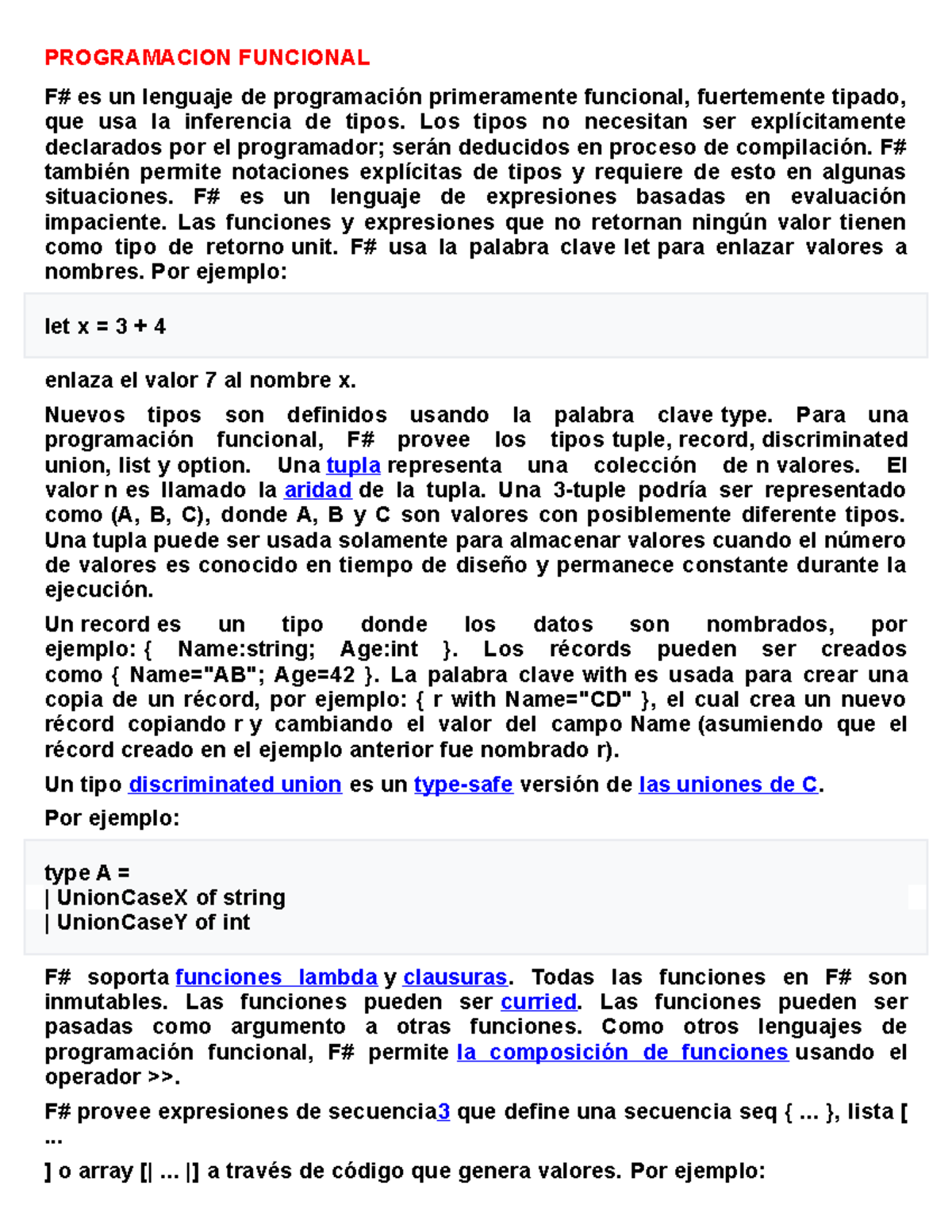 Programacion Funcional - PROGRAMACION FUNCIONAL F# es un lenguaje de programación primeramente ...