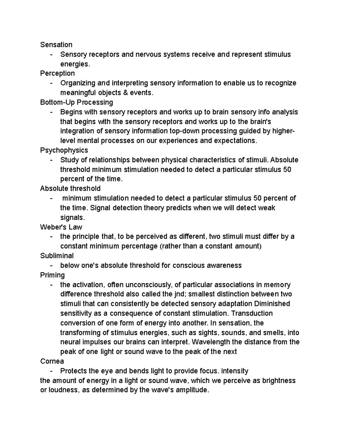 Gen Psych 31 - Notes taken directly from lecture, needed to succeed in ...