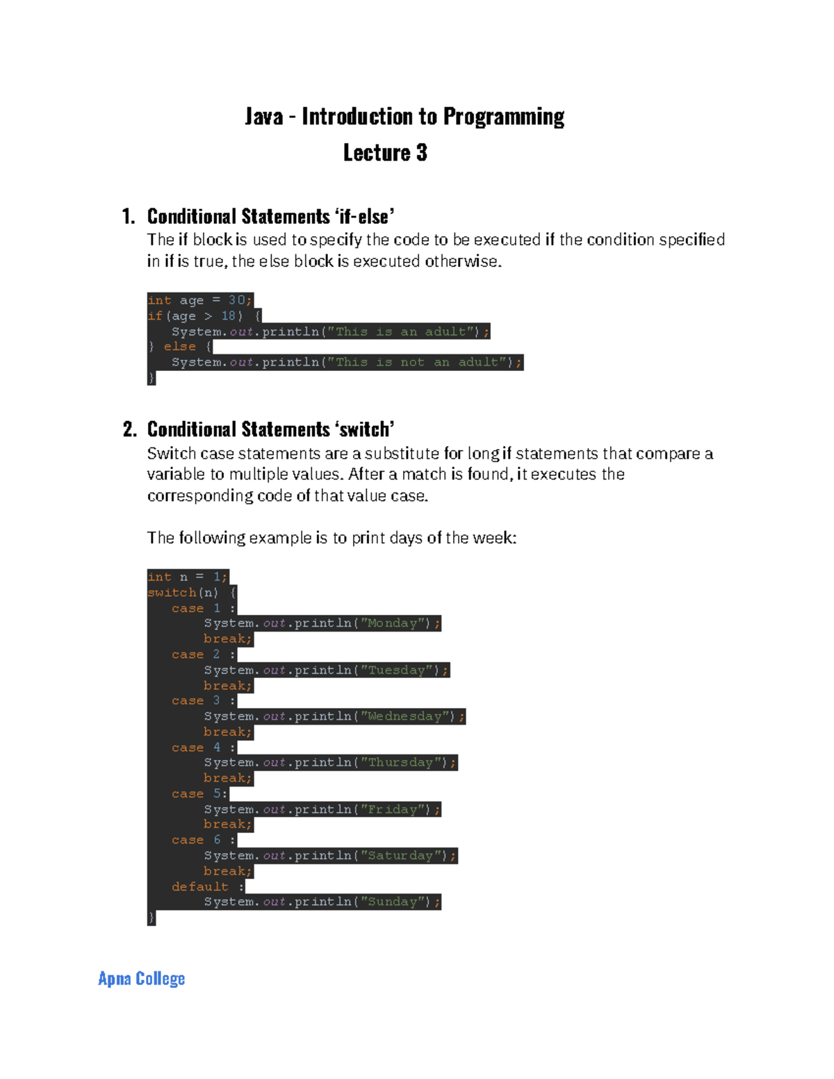 Java Lecture 3 Nothing Java Introduction To Programming Lecture 3