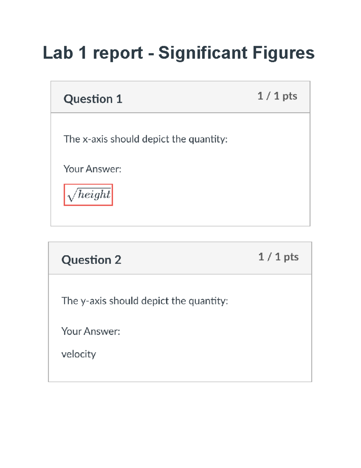 Lab 1 report - Significant Figures - PHYS 1321 - Lab 1 report ...