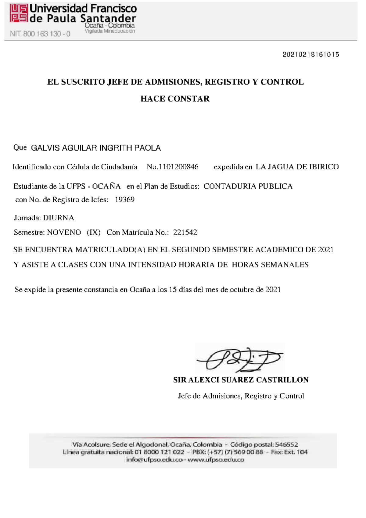 Certificado DE Estudio PARA CONICER - 2 0 2 1 0 2 1 8 1 6 1 0 1 5 Que ...