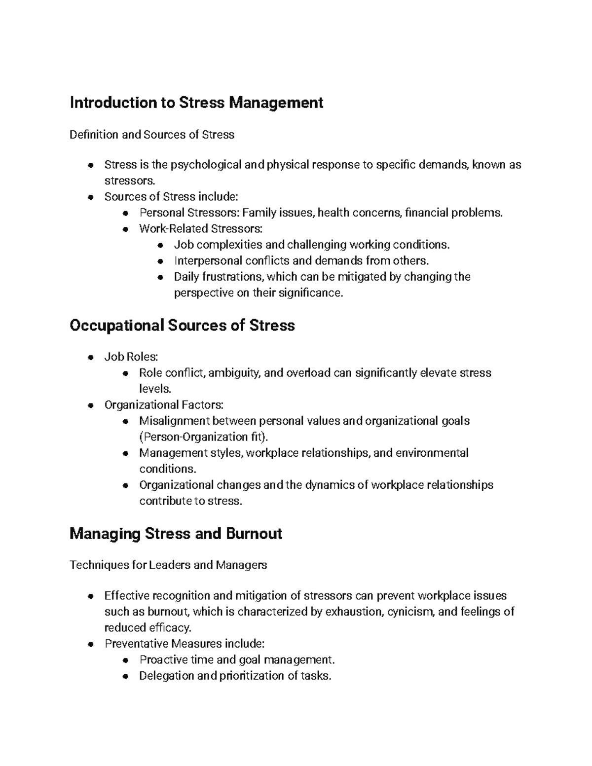 MGHC02 Notes - Introduction to Stress Management Definition and Sources ...