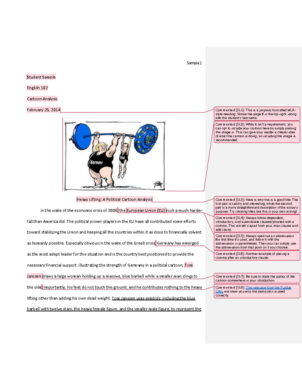 Cartoon Analysis Sample 1 - Student Sample English 102 Cartoon Analysis ...