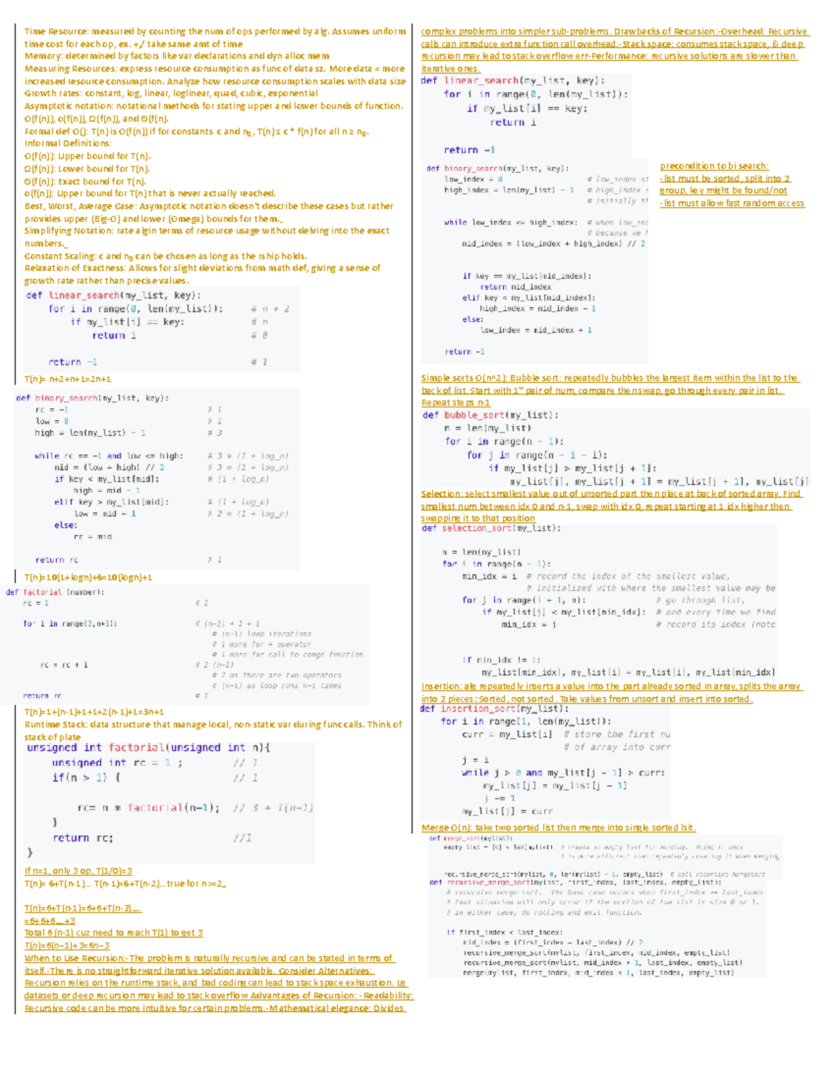 Cheetsheet - this is a cheat sheet I wrote for the first midterm - Time ...