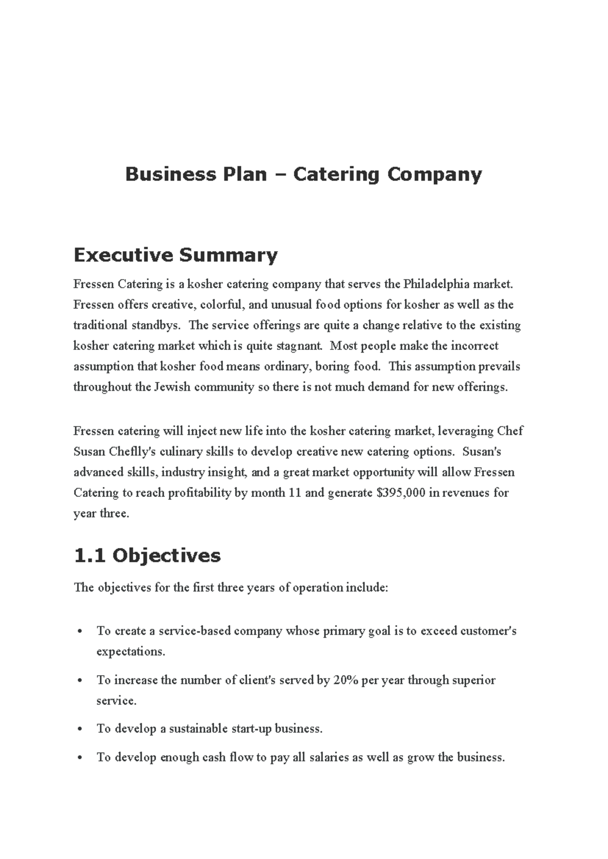 Business Plan Catering Company - Business Plan – Catering Company ...