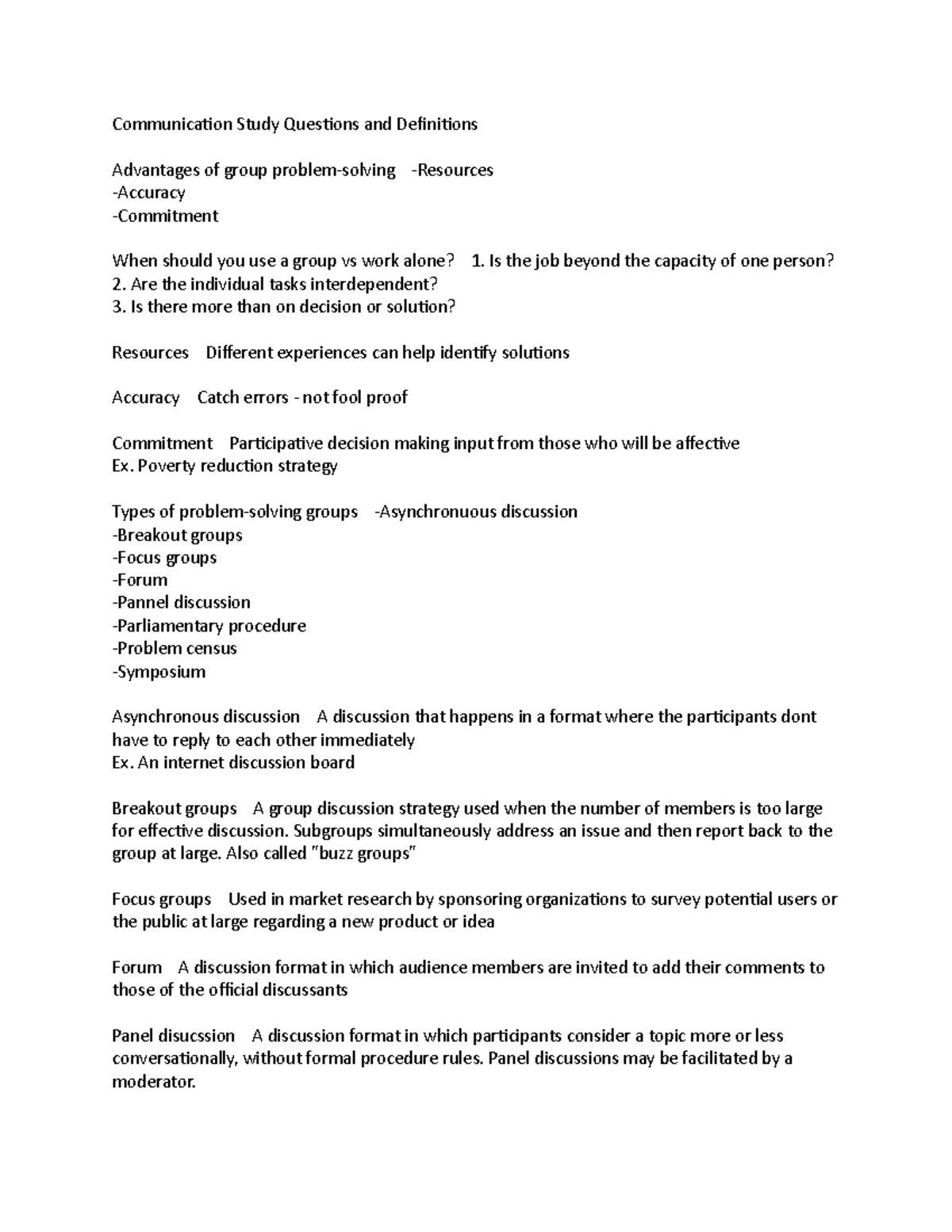 Communication Study Questions and Definitions - Communication Study ...