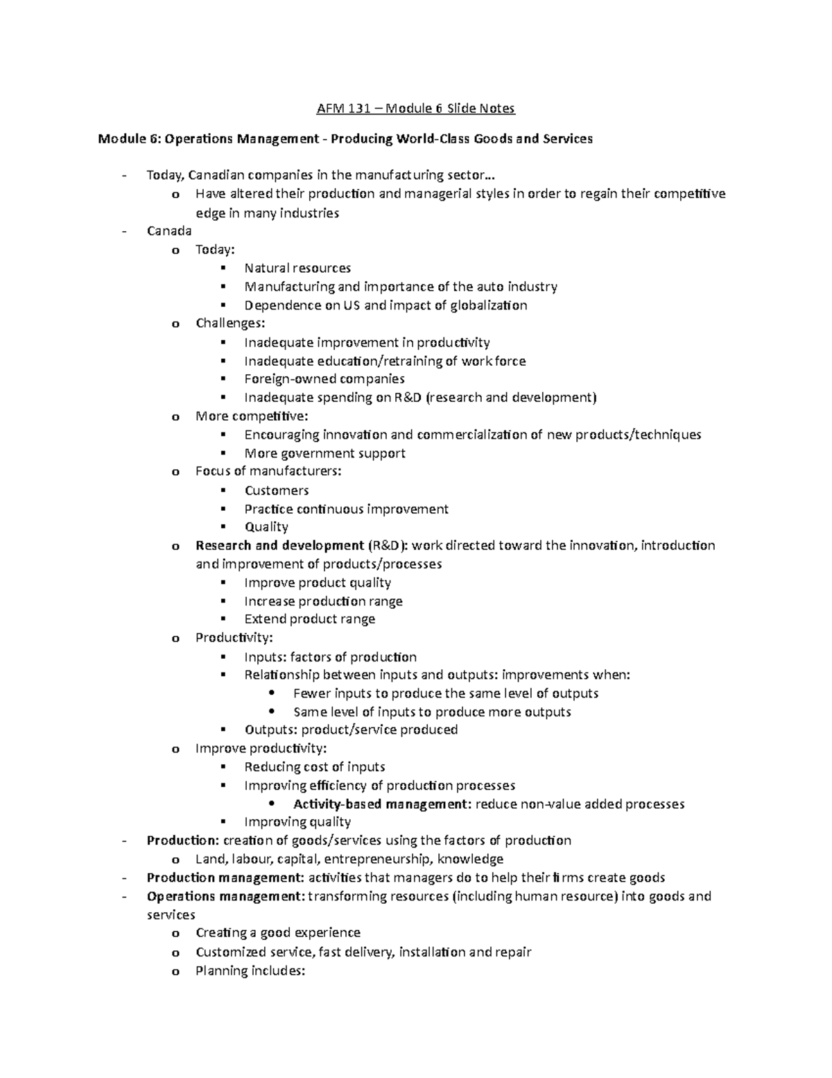 Module 6 Slide Notes - AFM 131 Module 6 Slide Notes Module 6 ...