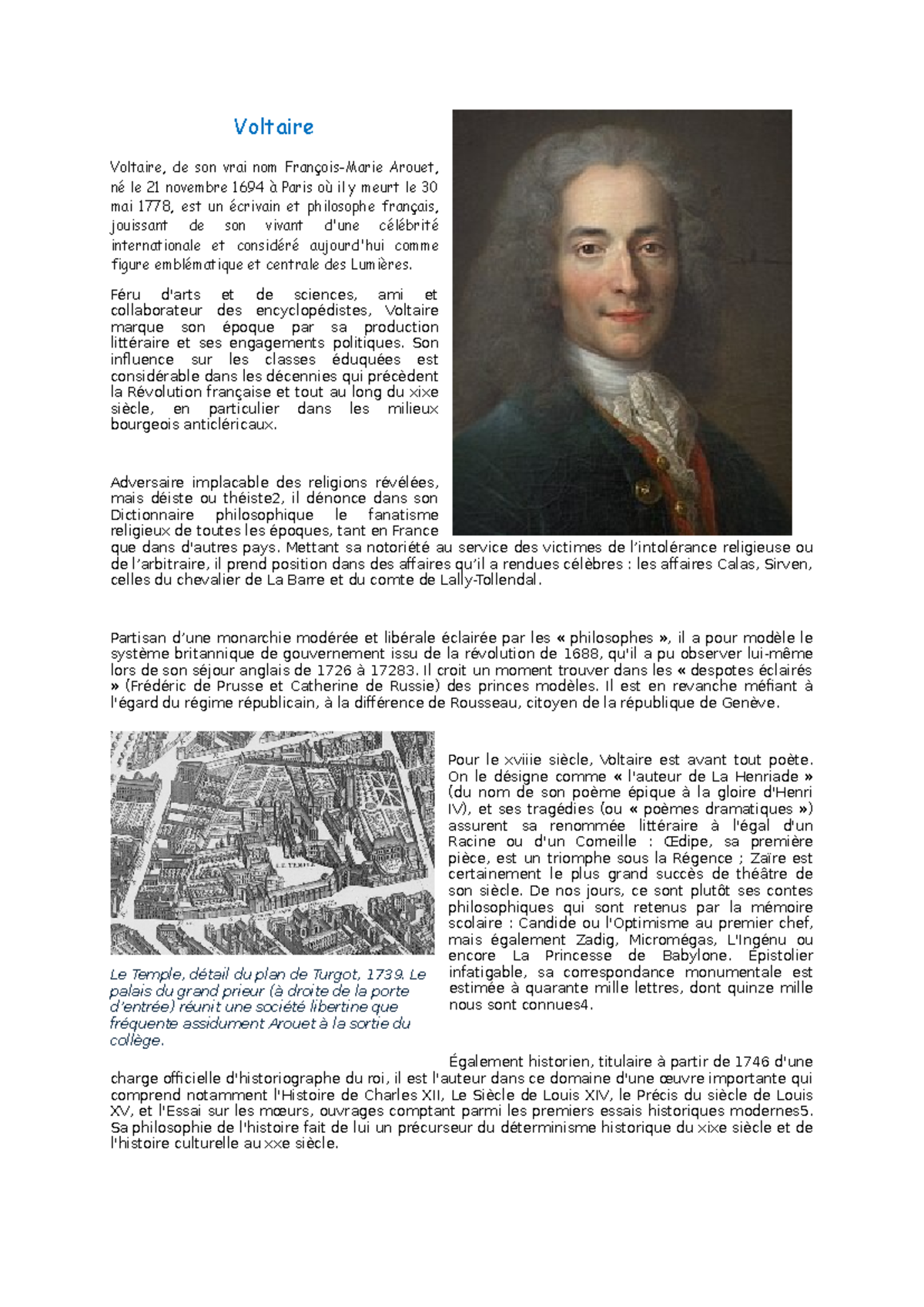 Voltaire - Voltaire Voltaire, de son vrai nom François-Marie Arouet, né ...